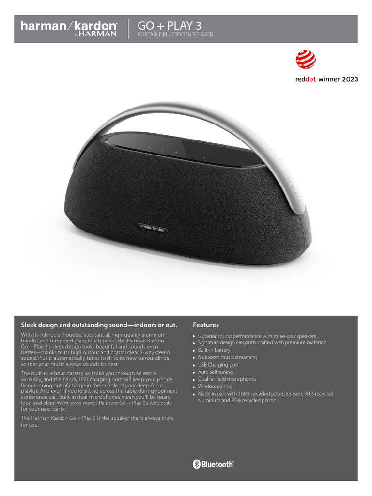 Harman Kardon Go + Play 3 Specs | PDF | Loudspeaker | Usb
