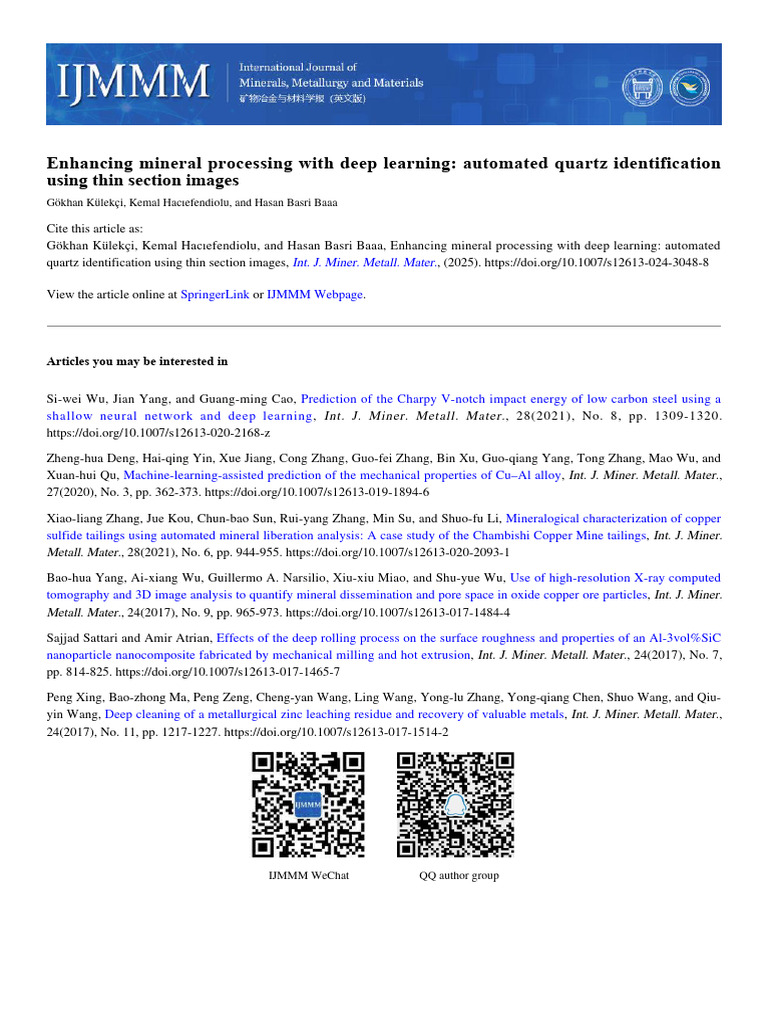 Enhancing Mineral Processing With Deep Learning Automated Quartz ...