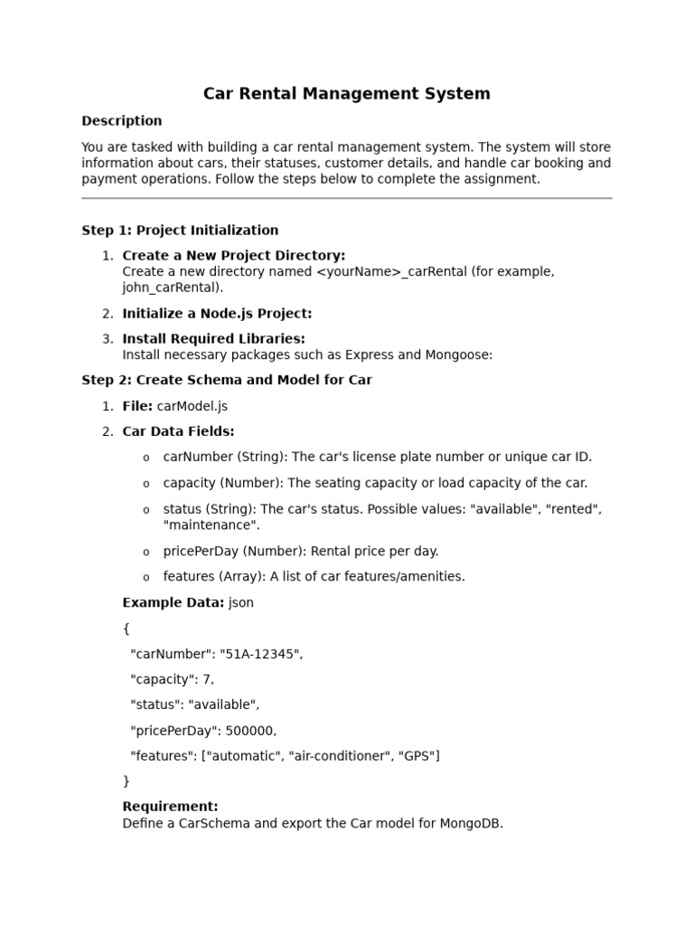 Car Rental Management System | PDF | Software Development | Information ...