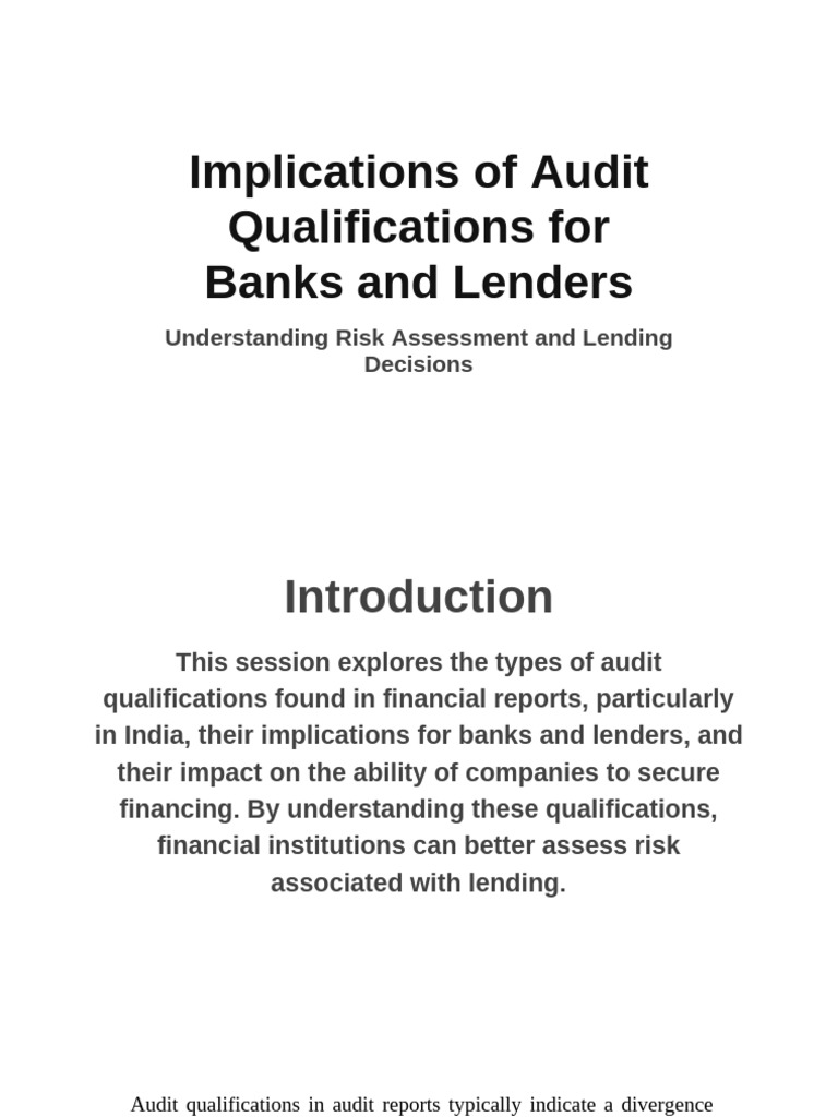 Audit Qualifications Impact on Lending | PDF | Auditor's Report | Audit