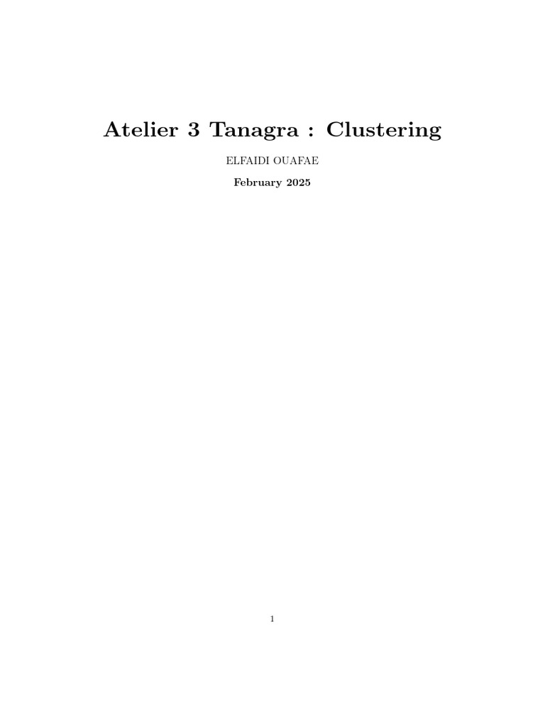 Atelier 2 Tanagra Clustering 1 | PDF