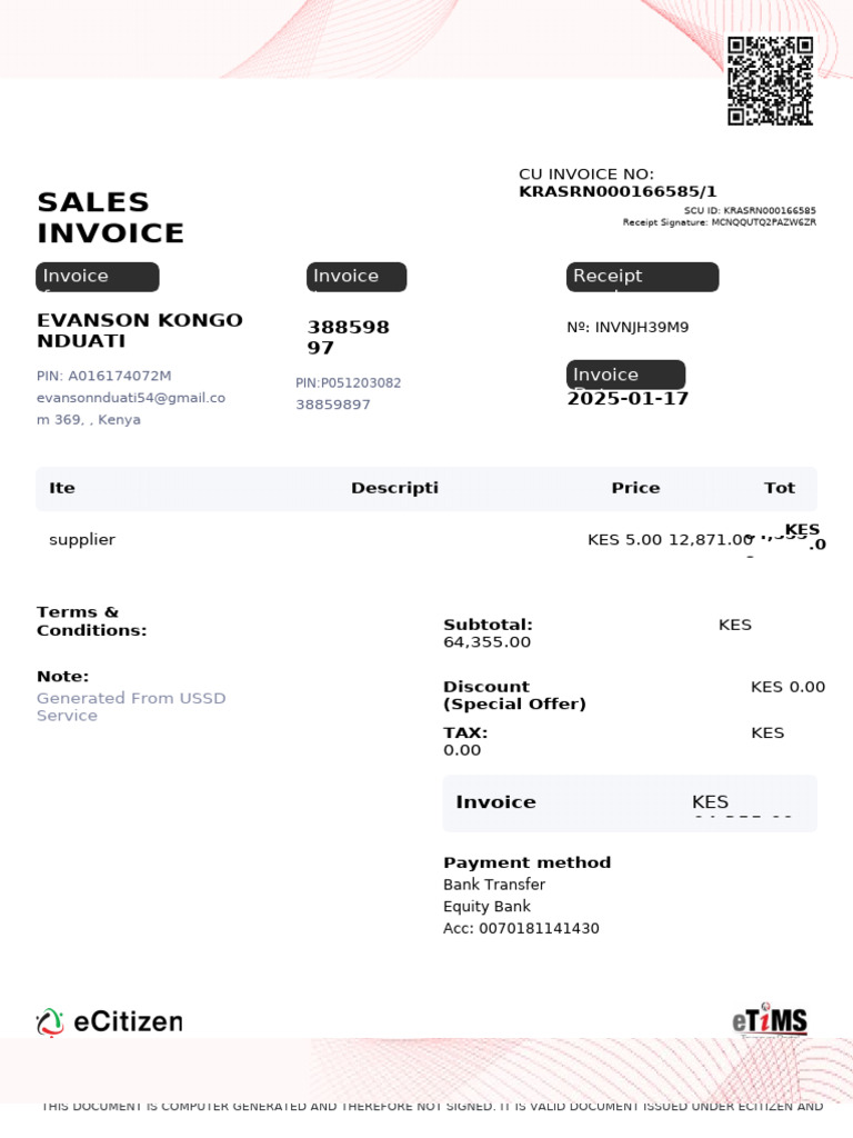 evans kra | PDF | Invoice | Receipt