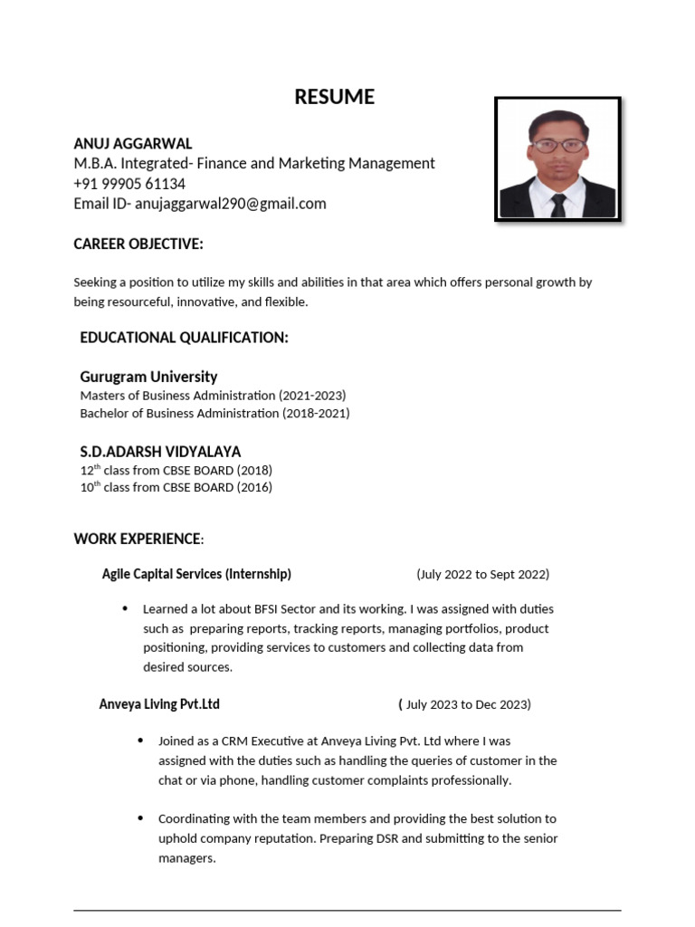 Anuj Aggarwal Resume PDF | PDF