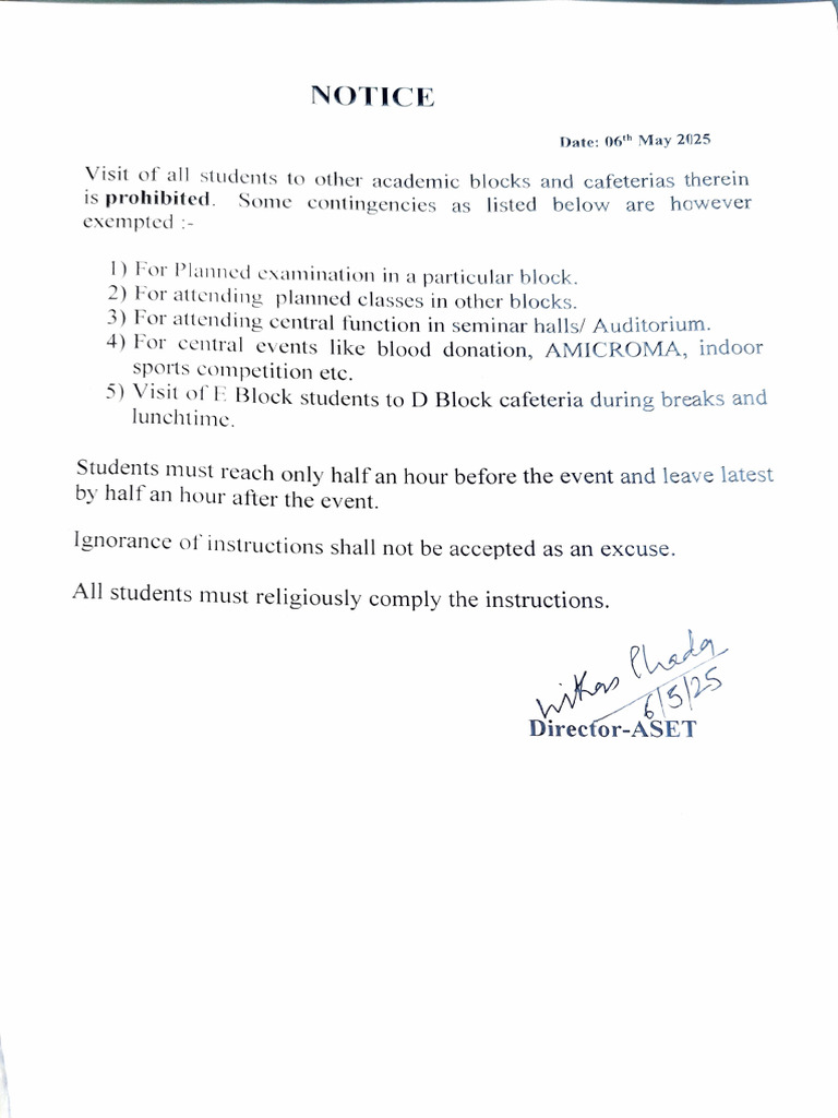 Student Access Restrictions Notice | PDF