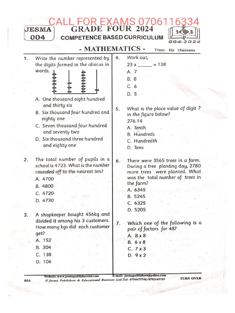 Math Grade 4 Jesma 004 | PDF