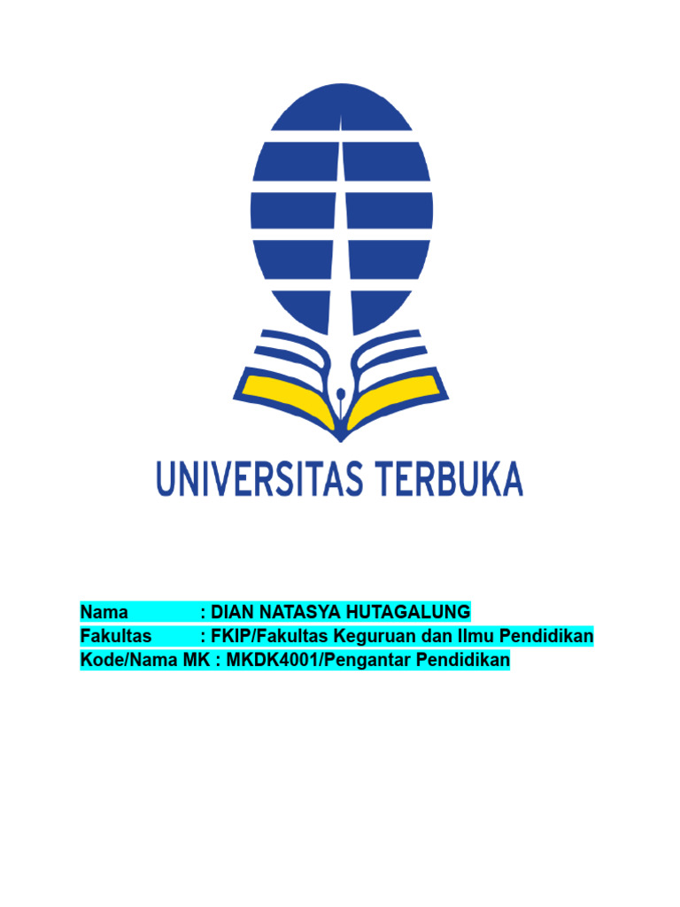 Jawaban TMK 1 Matkul Pengantar Pendidikan | PDF