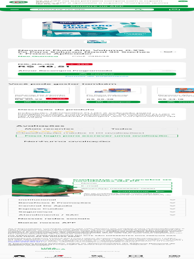 Neosoro Fluid Alto Volume 0,9 Po para Solucao Nasal 30 Saches + Frasco ...