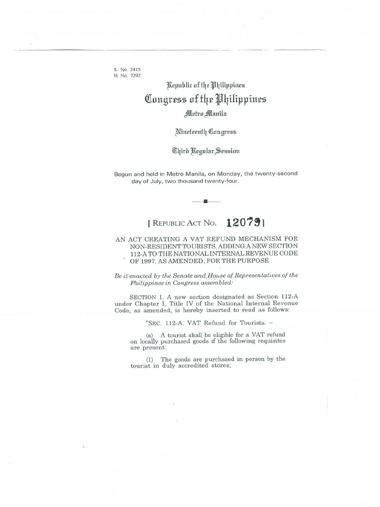 RMC 29-2025 Annex A - VAT Refund For Non-Resident Tourists | PDF