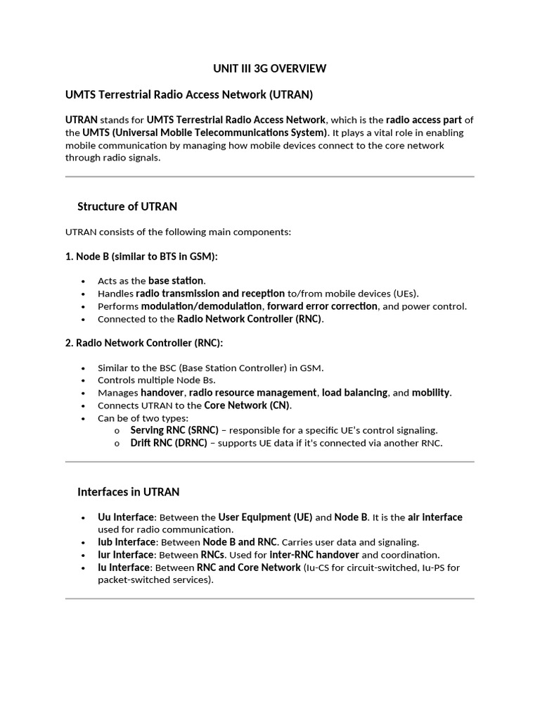 Unit Iii 3G Overview | PDF | High Speed Packet Access | Computer Network