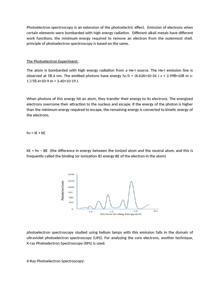 Photoelectron Spectroscopy Overview | PDF | Photoelectric Effect | X ...