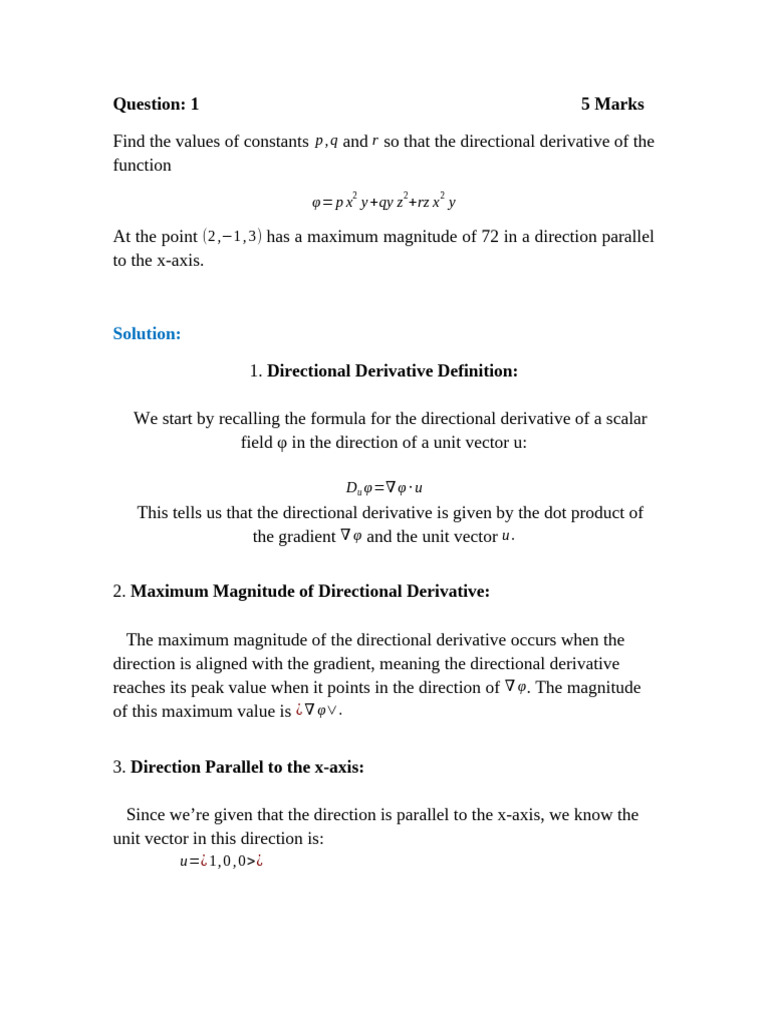 Directional Derivative Solution Correct Format | PDF | Derivative ...