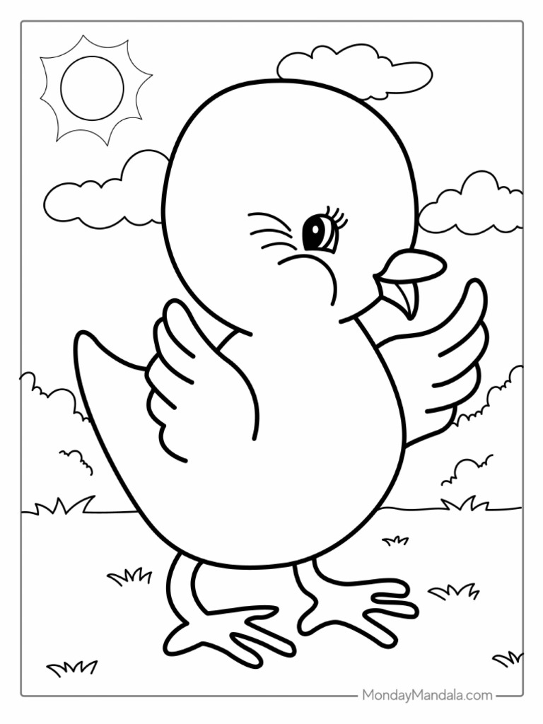 Adorable Baby Chick Coloring Sheet For Kids | PDF