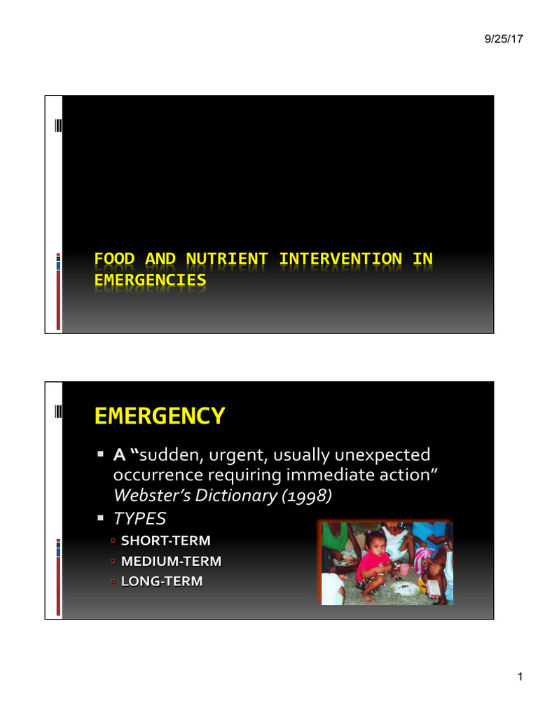 6FNIE Food and Nutrient Intervention in Emergencies | PDF | Meal ...