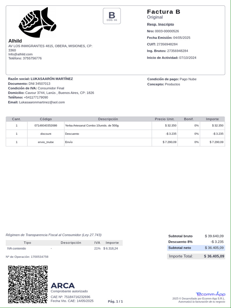 Envio de Comprobante | PDF