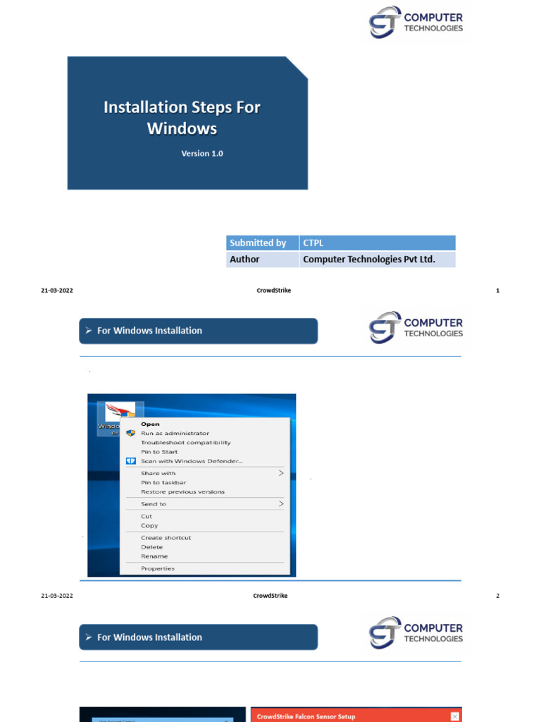 Windows Sensor Installation SOP | PDF