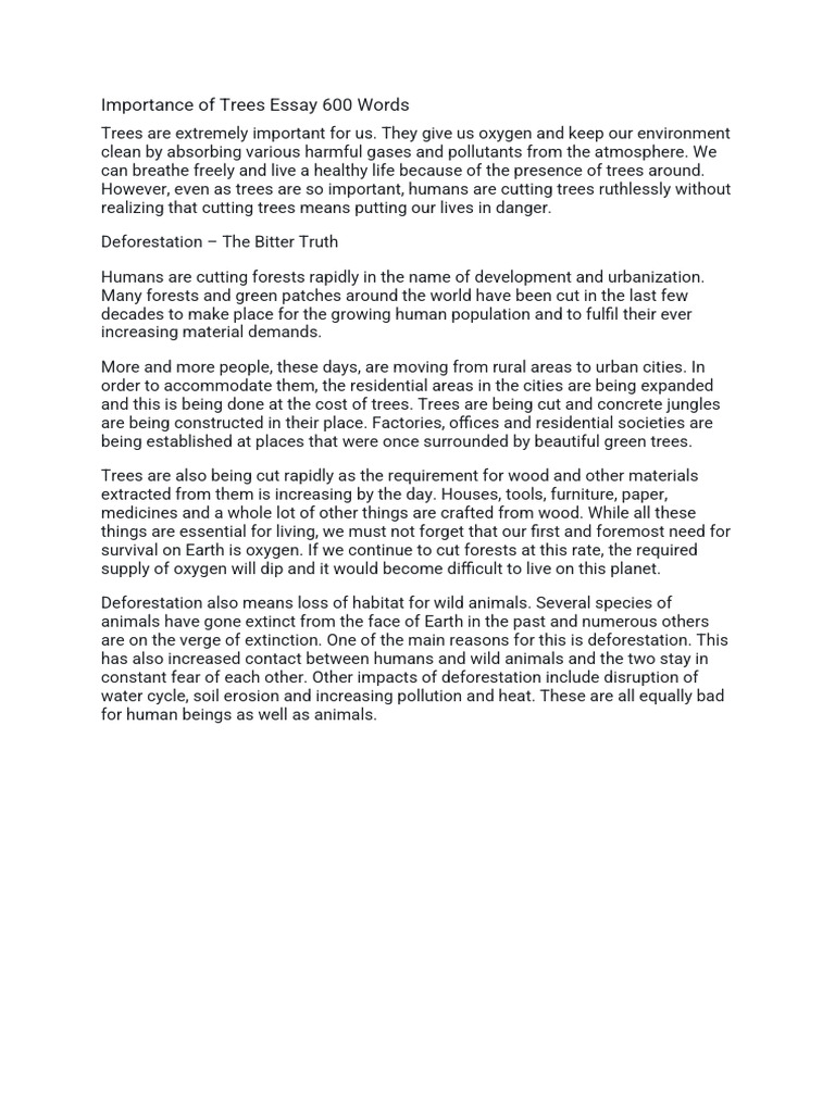 Importance of Trees and Deforestation | PDF