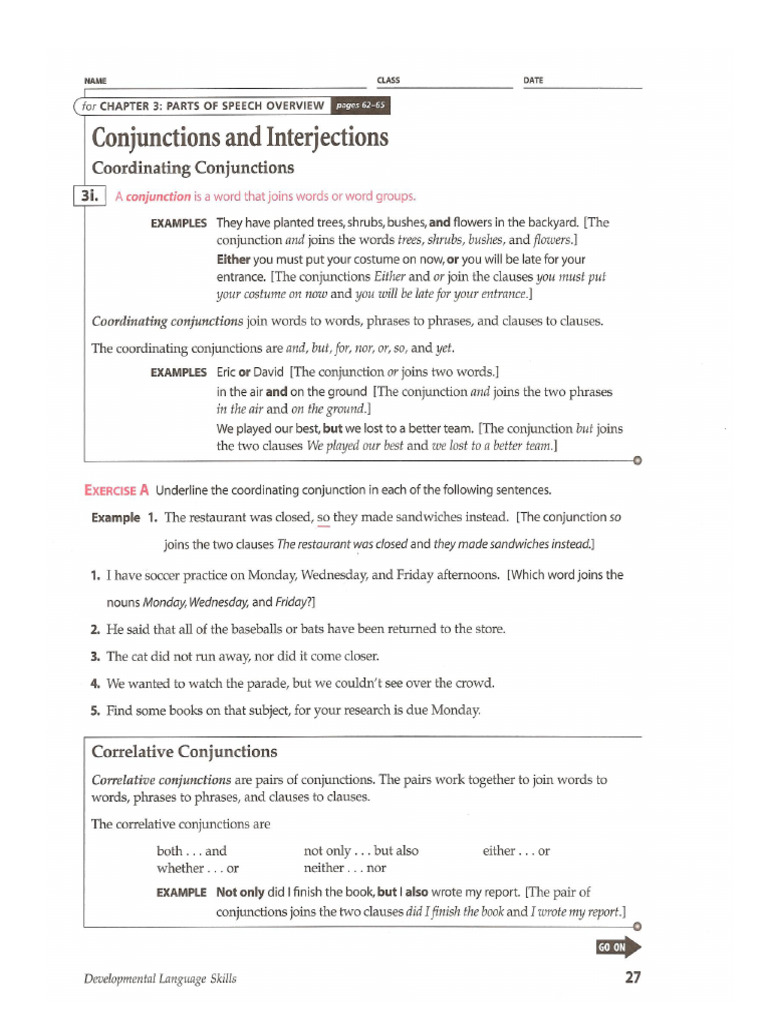 Conjunctions and Interjections | PDF