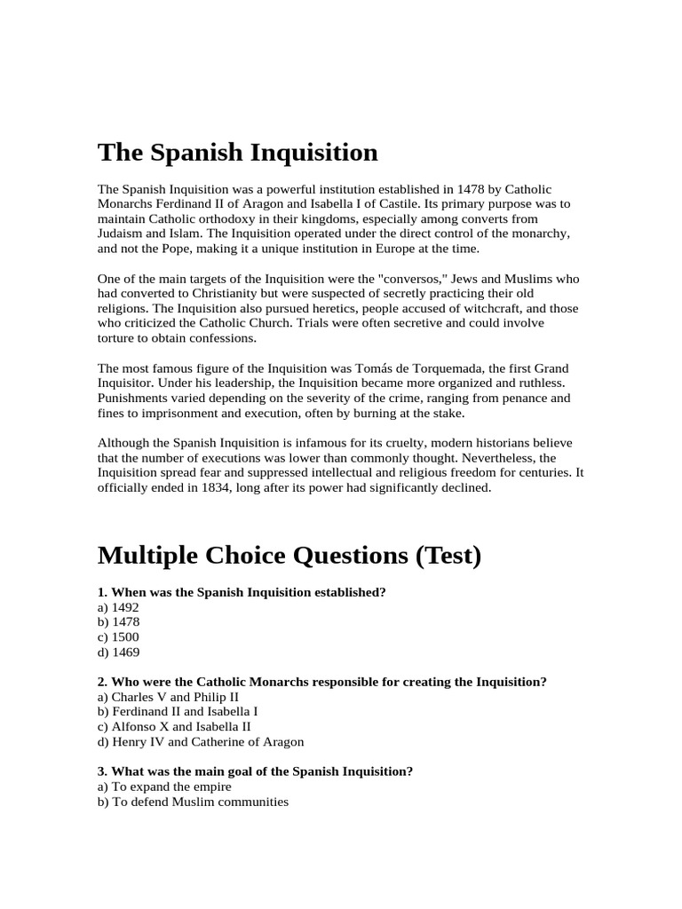 Overview of the Spanish Inquisition | PDF | Spanish Inquisition ...