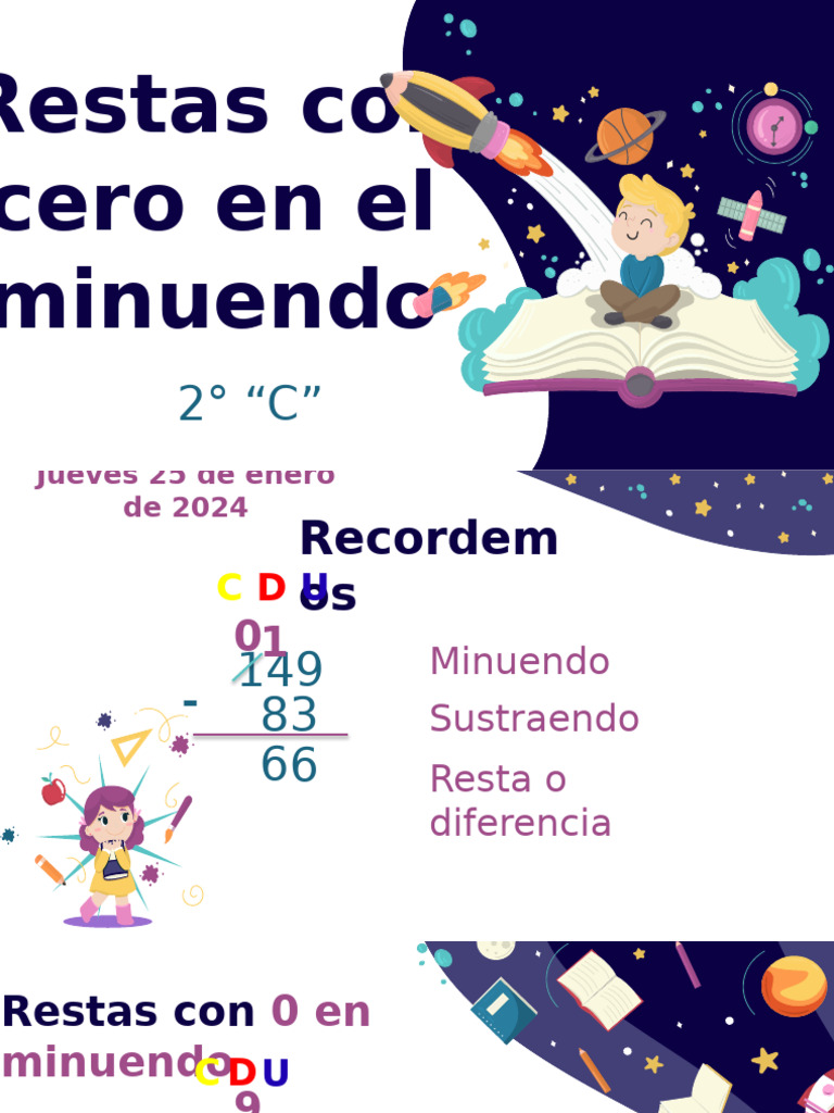 Restas con Cero en el Minuendo | PDF