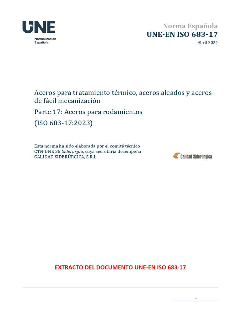 (Ex) Une-En Iso 683-17 2024 | PDF | Tratamiento a base de calor ...