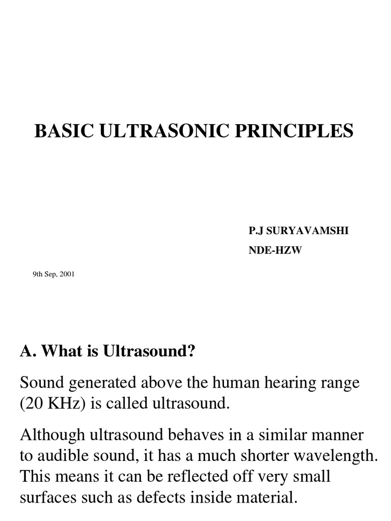 Basic Ultrasonic Principles: P.J Suryavamshi Nde-Hzw | PDF | Ultrasound ...