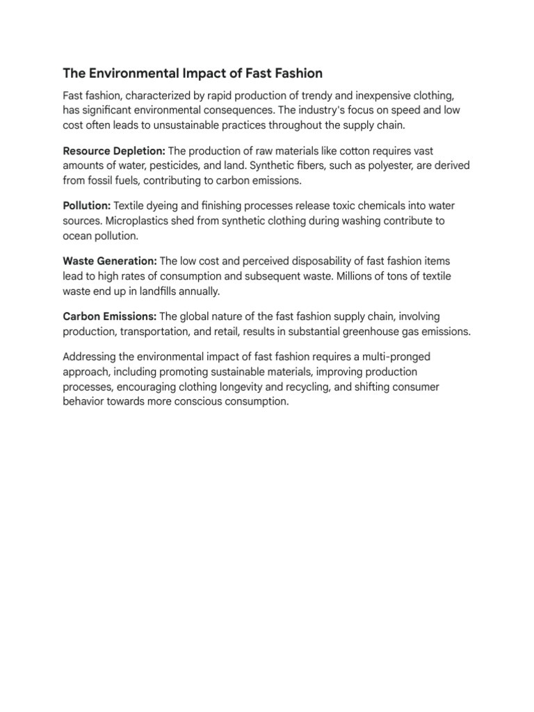 Fast Fashion's Environmental Impact | PDF