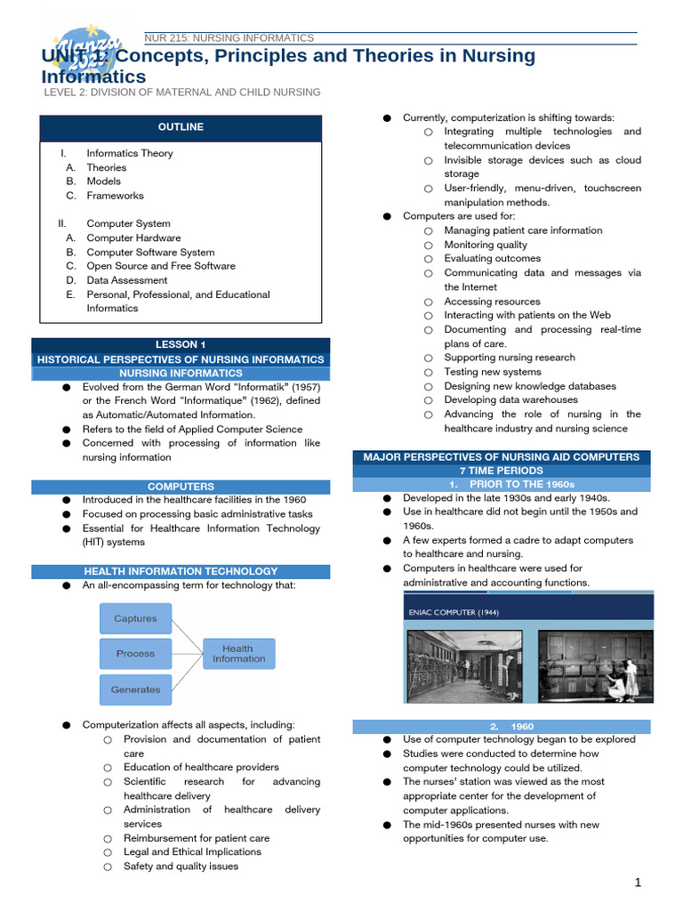(NUR 215) UNIT 1 - Concepts, Principles and Theories in Nursing ...