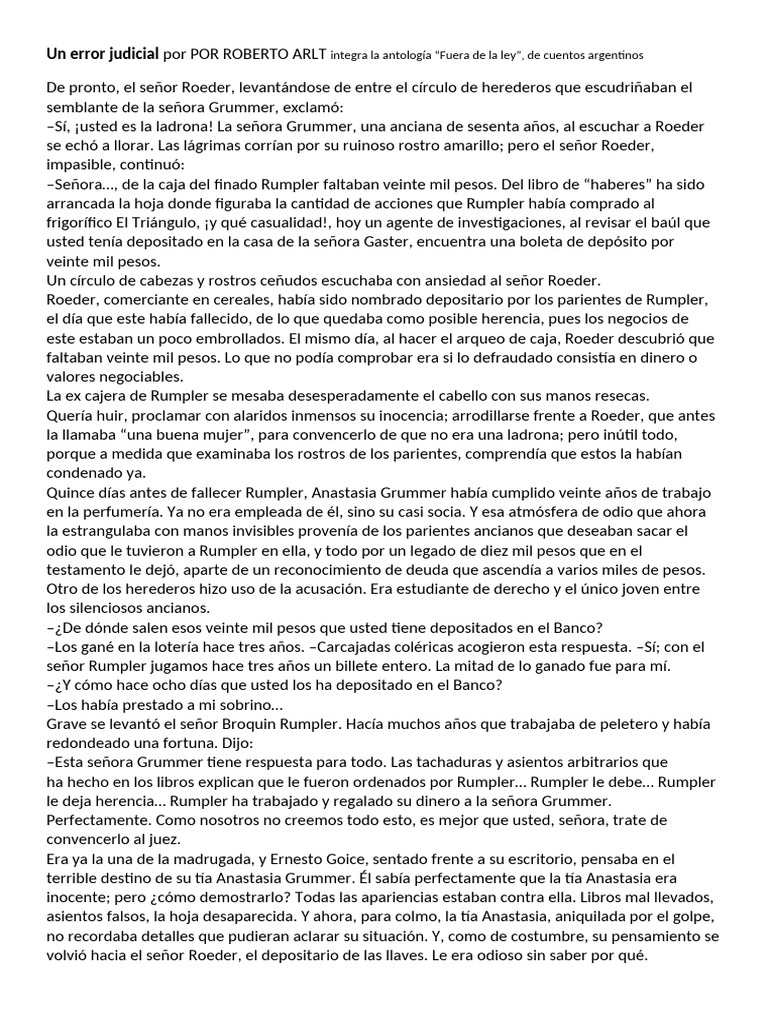 112 Un Error Judicial Por POR ROBERTO ARLT | PDF