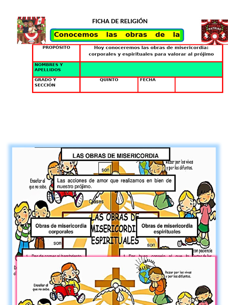 5to - FICHA DIA 02 - REL - Conocemos Las Obras de La Misericordia | PDF