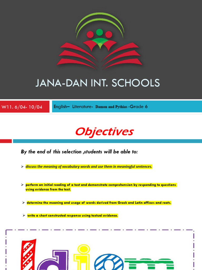 W11 - Literature - Damon and Pythias - gr.6 | PDF | Word | Noun