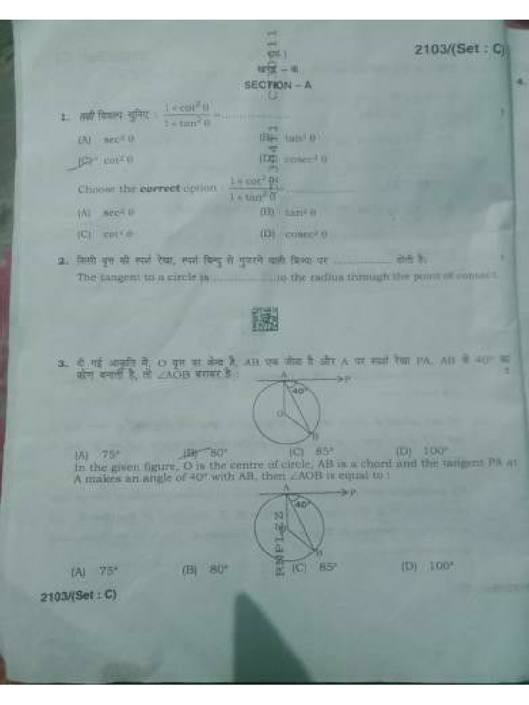 Haryana Board Maths Exam Paper 2025 | PDF