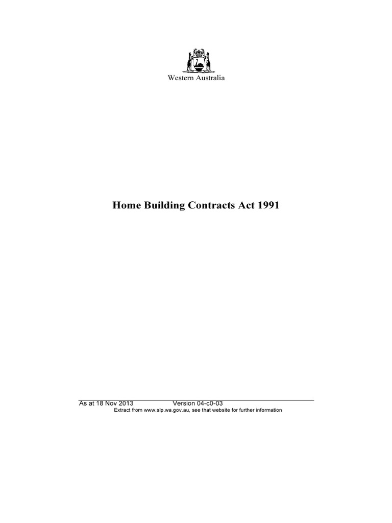 Home Building Contracts Act 1991 - (04-c0-03) | PDF | Indemnity | Insurance