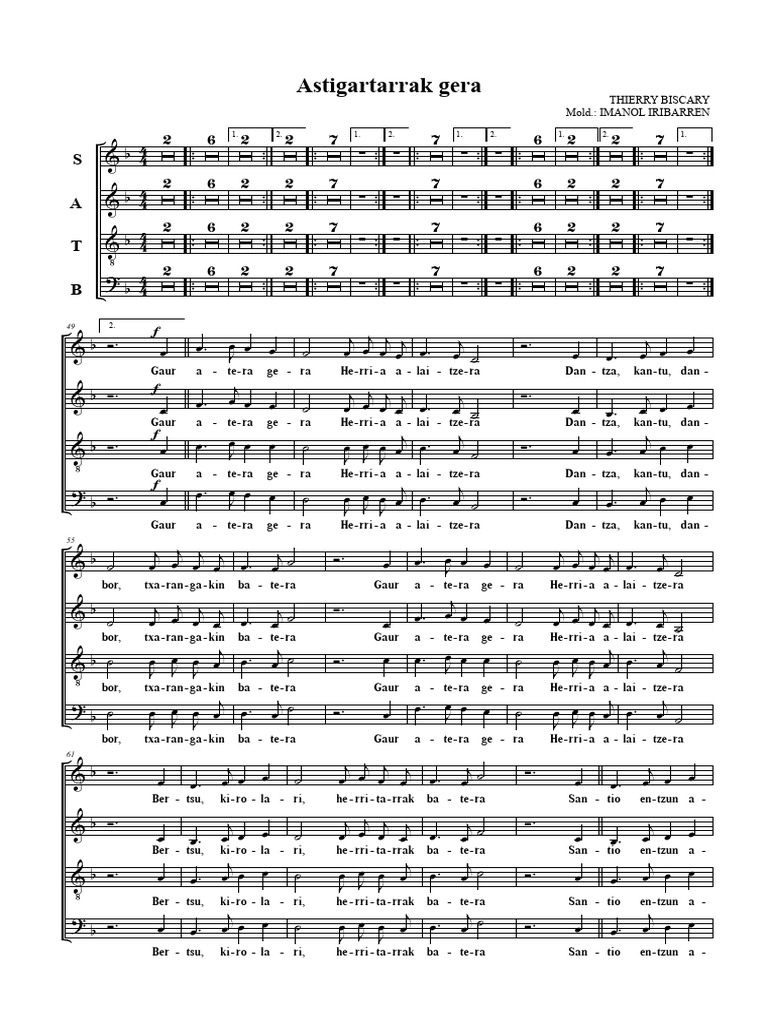 Astigartarrak Gera SATB | PDF