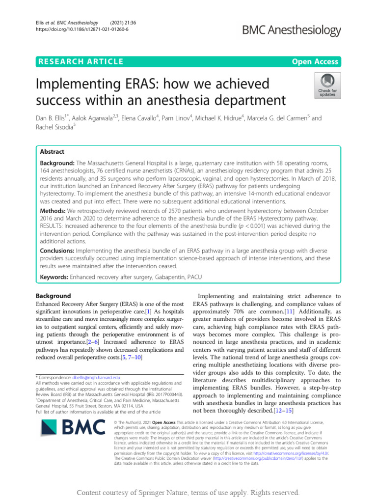 Implementing ERAS How We Achieved Success Within A | PDF | Medicine ...