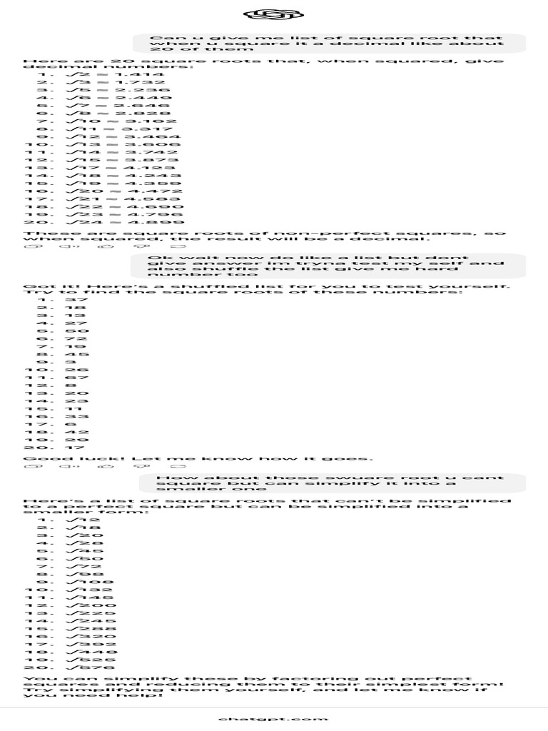 Square Roots With Decimals 3 | PDF