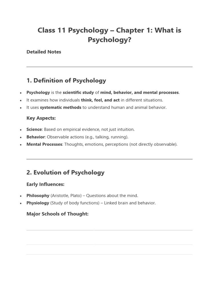 Class 11 Psychology: Introduction to Psychology | PDF | Psychology ...