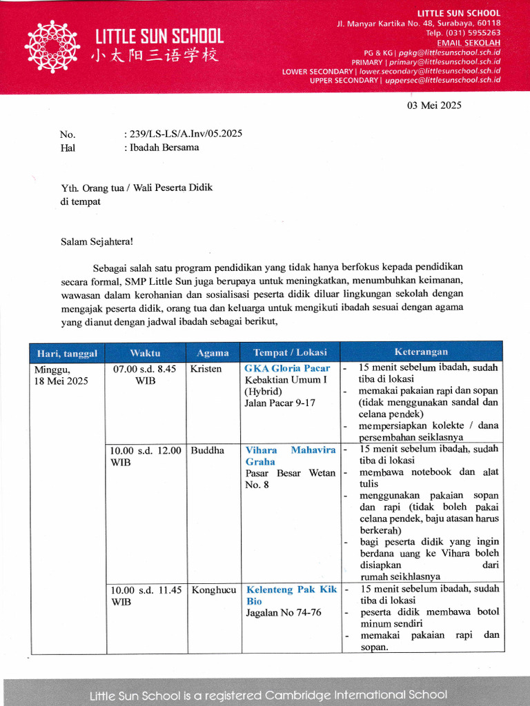 239 Ibadah Bersama LSS | PDF