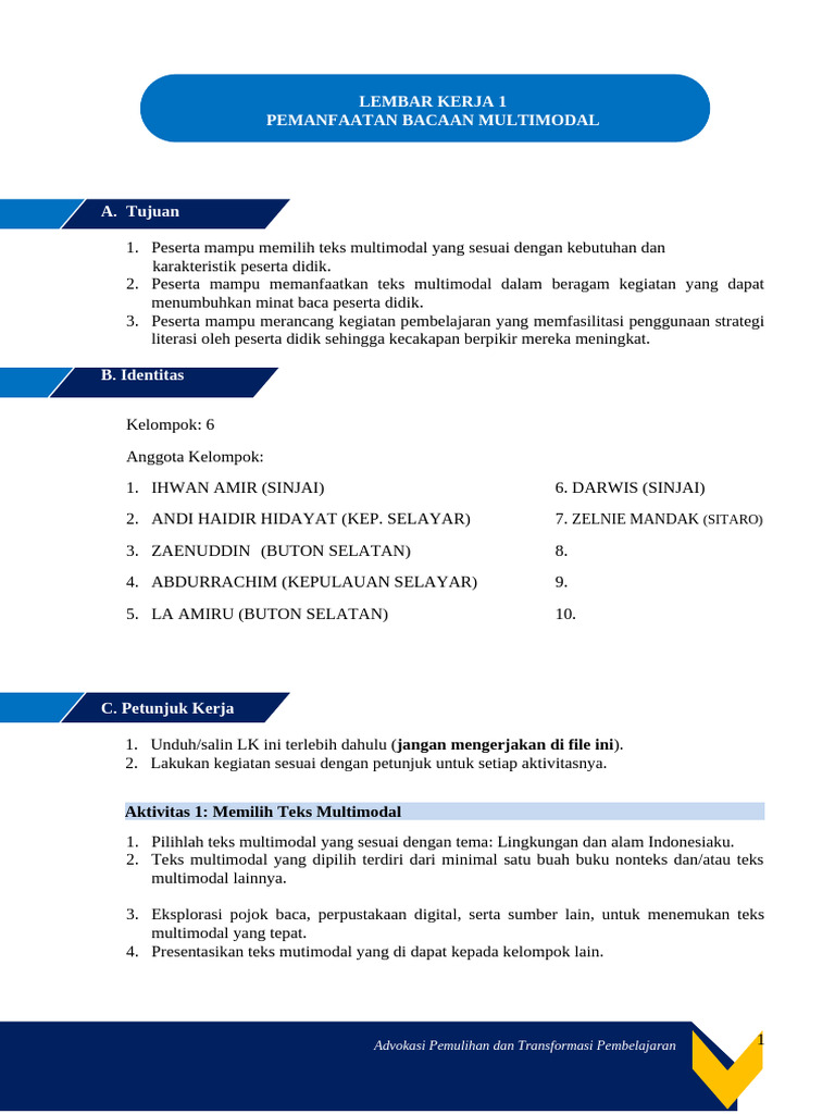 01 - LK 01 Pemanfaatan Bacaan Multimodal | PDF