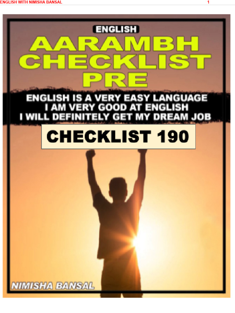 English Pre Aarambh Checklist - 190 (7th May 2025) . | PDF