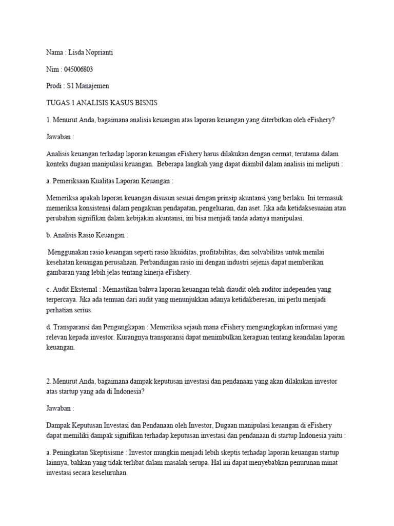 Tugas 1 Analisis Kasus Bisnis Lisda Noprianti | PDF