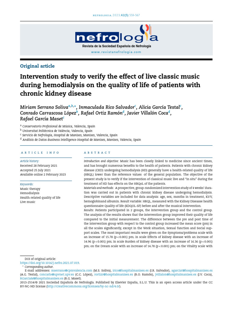 Intervention Study To Verify The Effect of Live Classic Music During ...