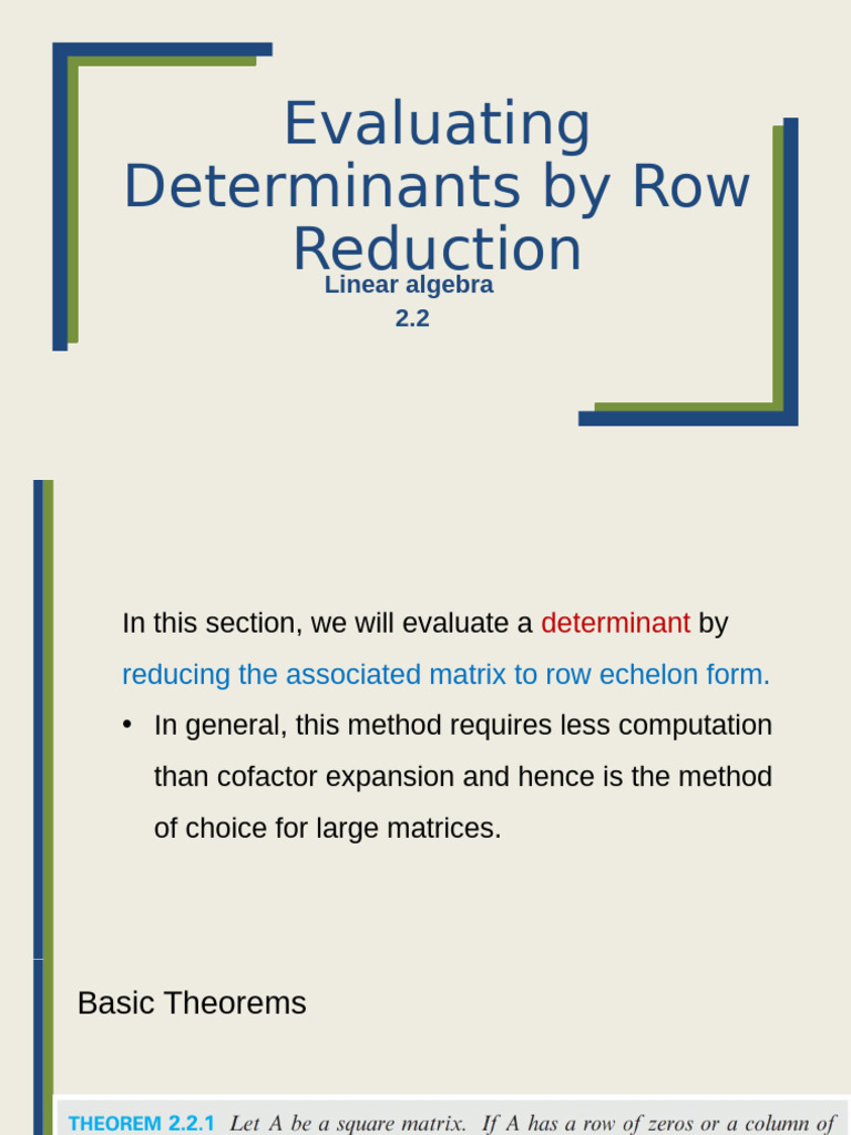 L10 Determinants by Row Reduction 09032025 103339pm | PDF