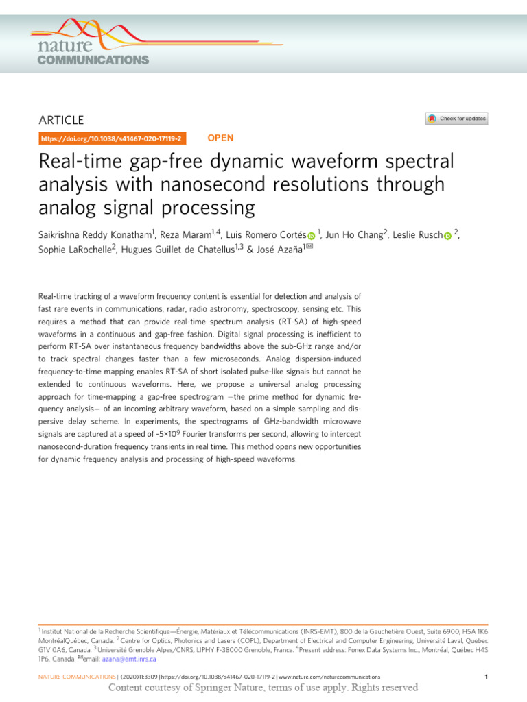 Real-Time Gap-Free Dynamic Waveform Spectral Analy | PDF | Digital ...