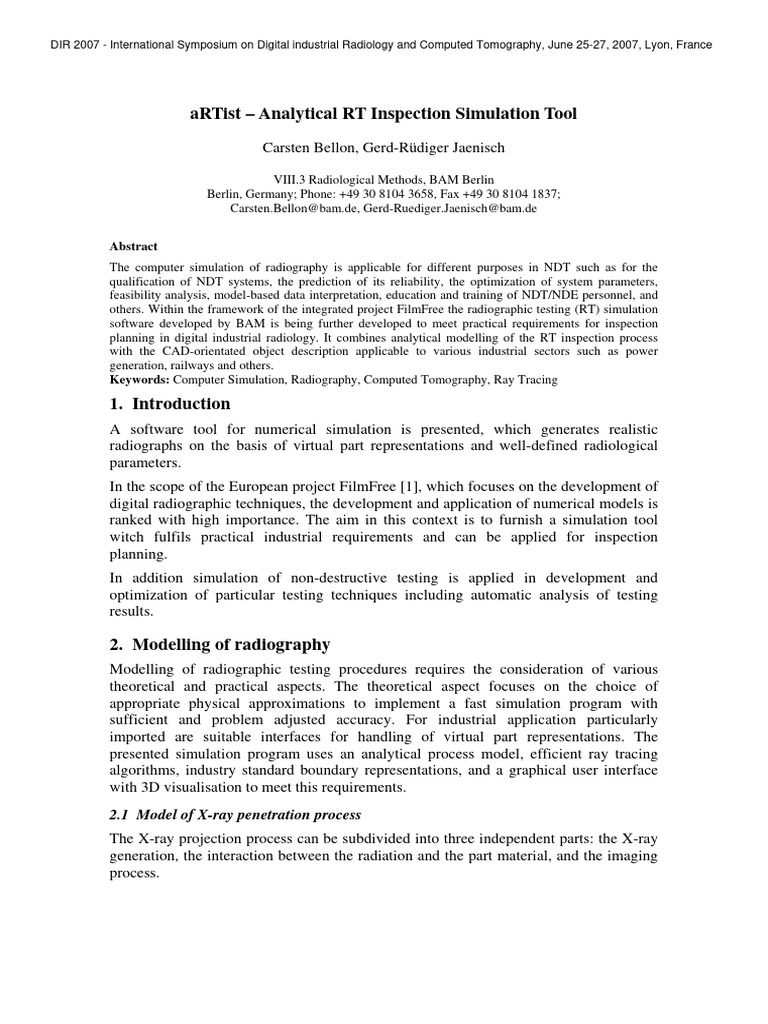 Radiographic Inspection Simulation Tool | PDF | X Ray | Simulation