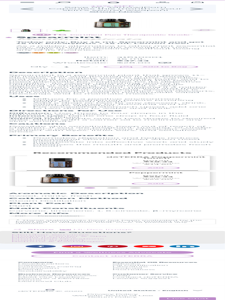 Spearmint Oil dōTERRA Essential Oils | PDF | Mentha