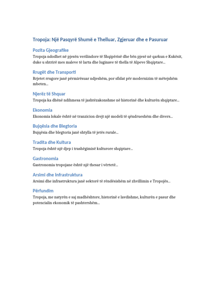 Tropoja Detajuar | PDF