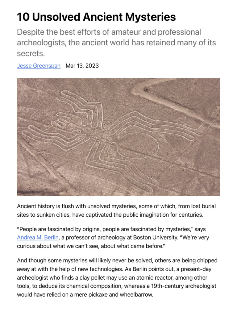 10 Unsolved Ancient Mysteries HISTORY | PDF | Cleopatra