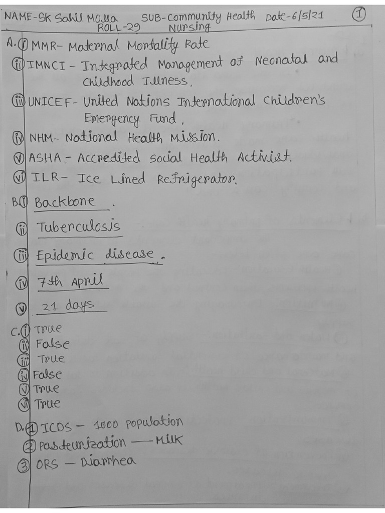 Community Health Nursing Paper ? | PDF