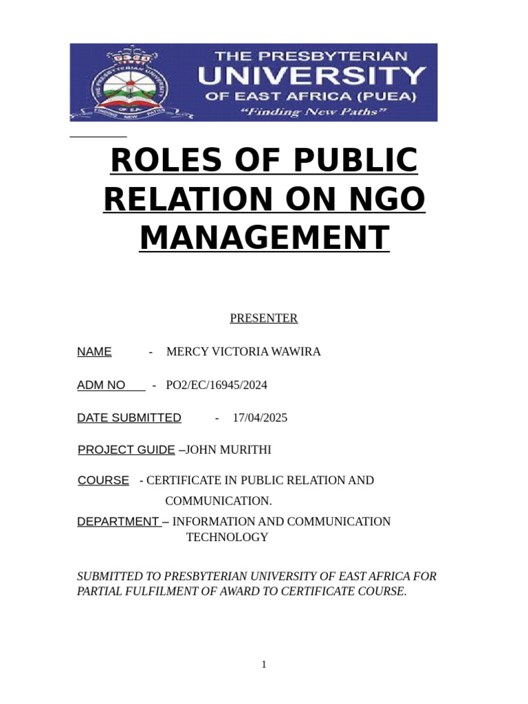 End Year Project On Public Relation | PDF | Non Governmental ...