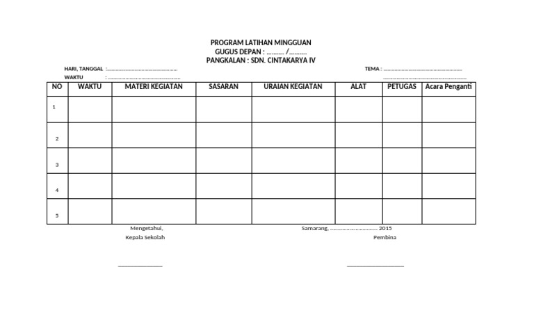 Program Latihan Mingguan | PDF